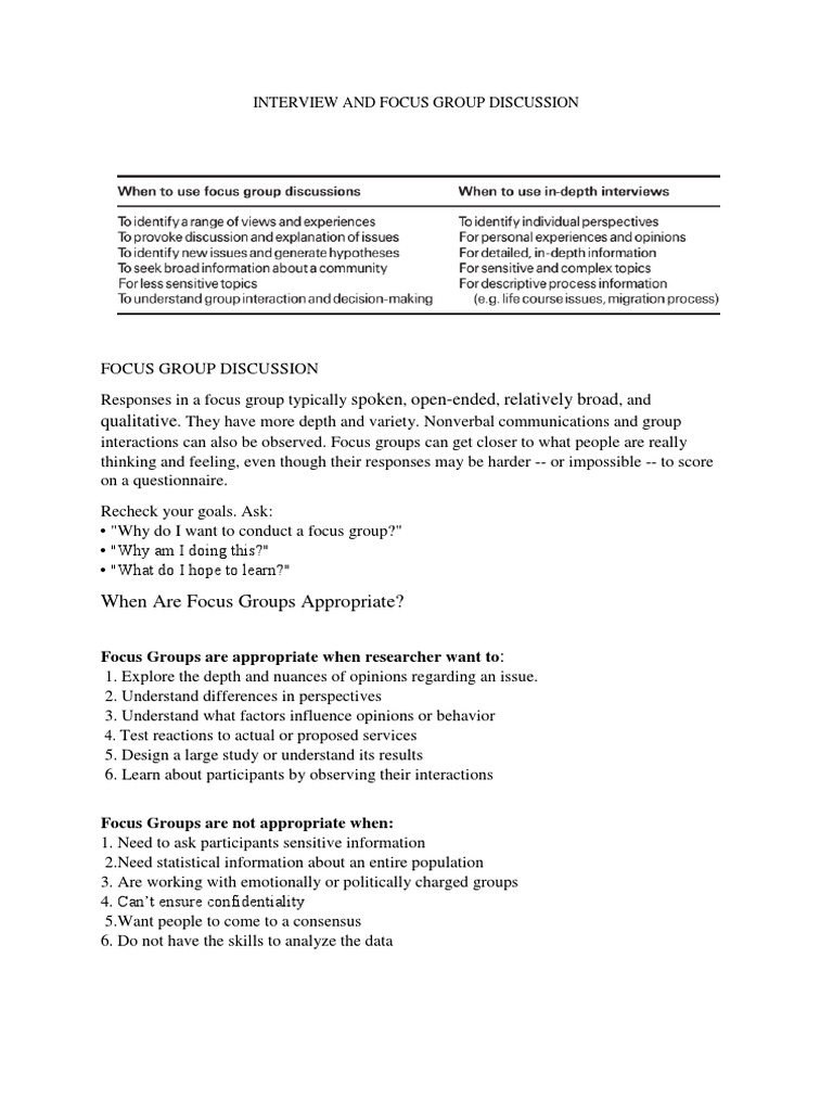 Resume 7 Interview and Focus Group Discussion | Focus Group | Attention