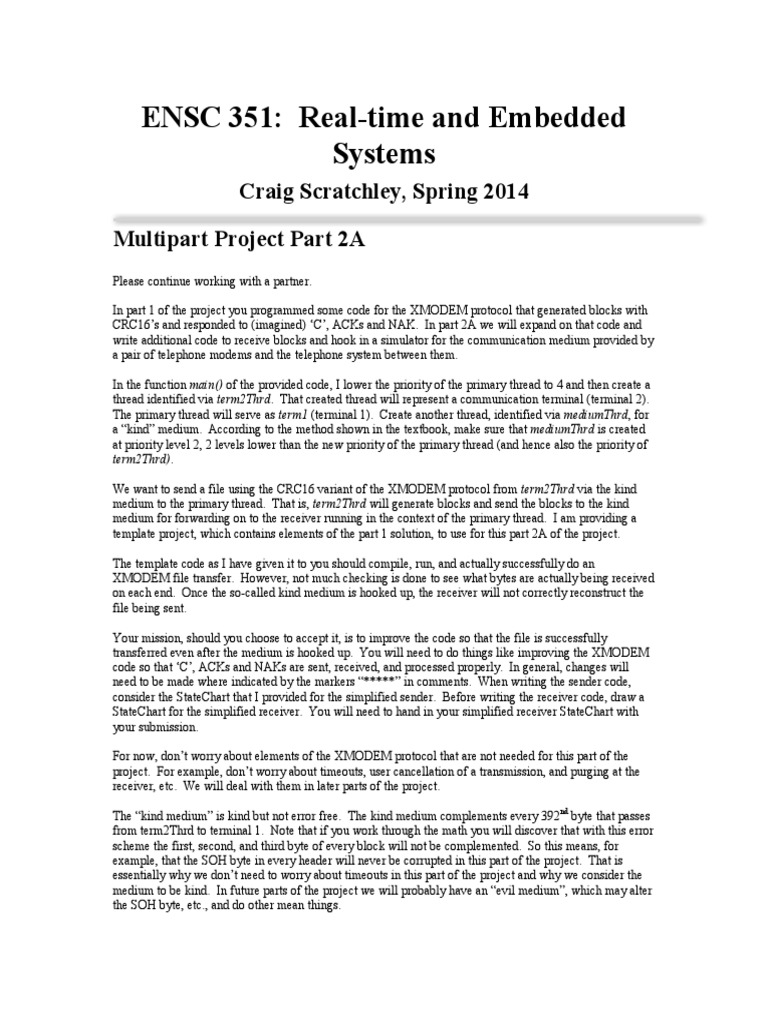 ENSC 351: Real-Time and Embedded Systems: Craig Scratchley, Spring 2014 ...