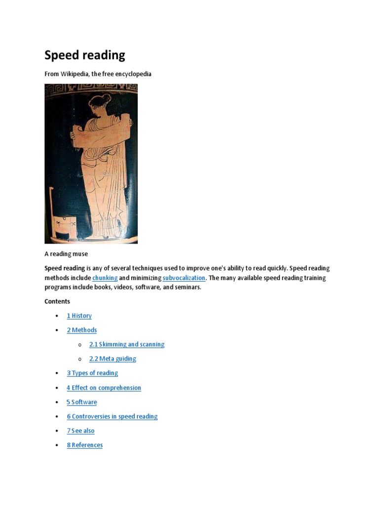 Speed Reading: From Wikipedia, The Free Encyclopedia | PDF | Speed ...