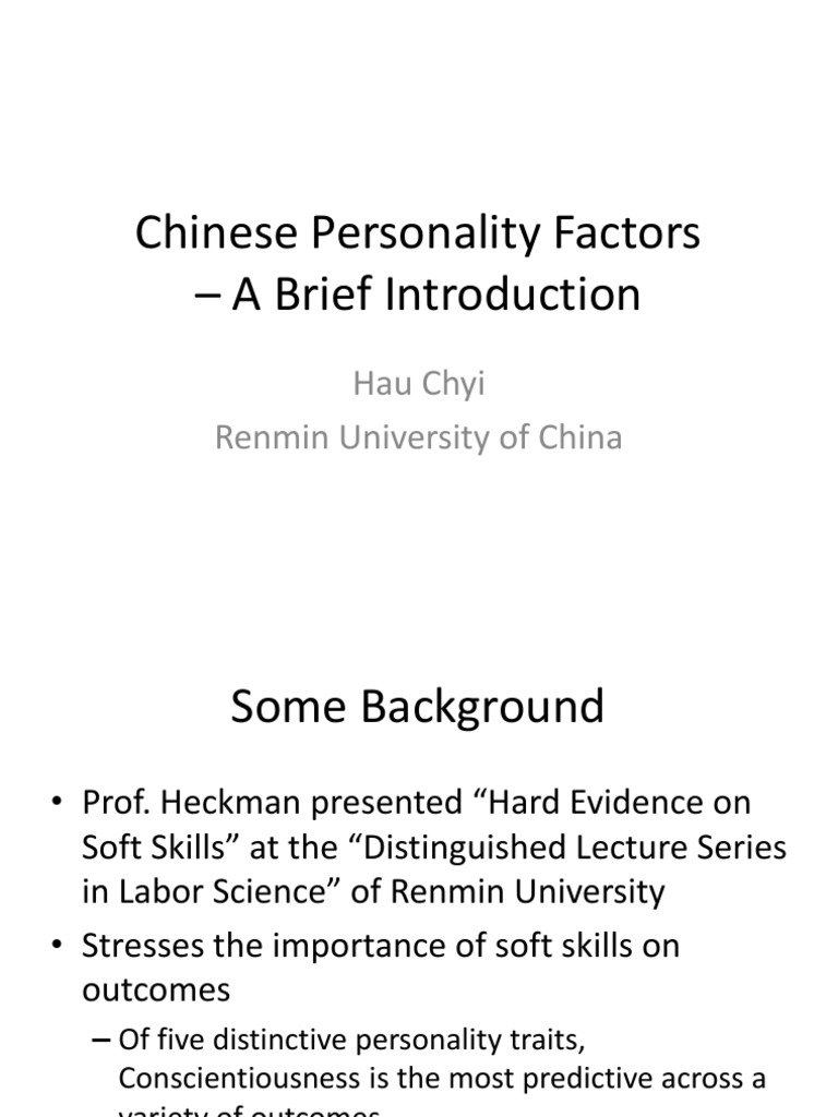 CHYI Hau Chinese Personality Factors | PDF | Personality Traits | Virtue