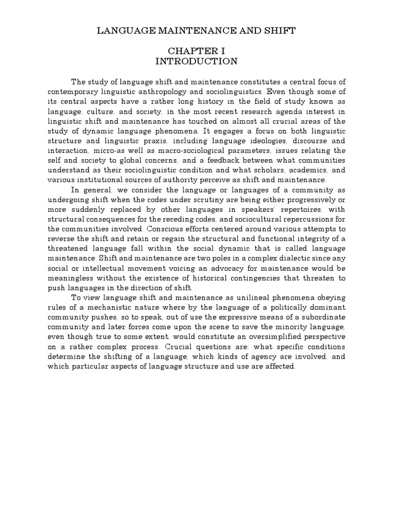 Language Maintenance and Shift | PDF | Multilingualism | First Language