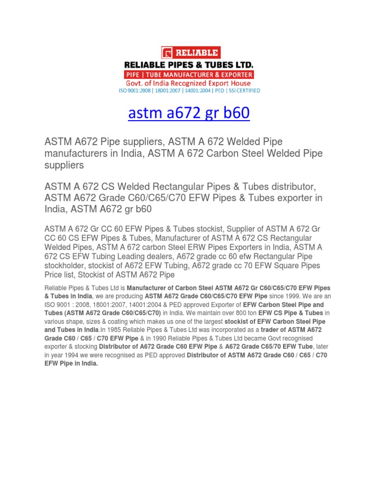 Astm A672 GR b60 | PDF