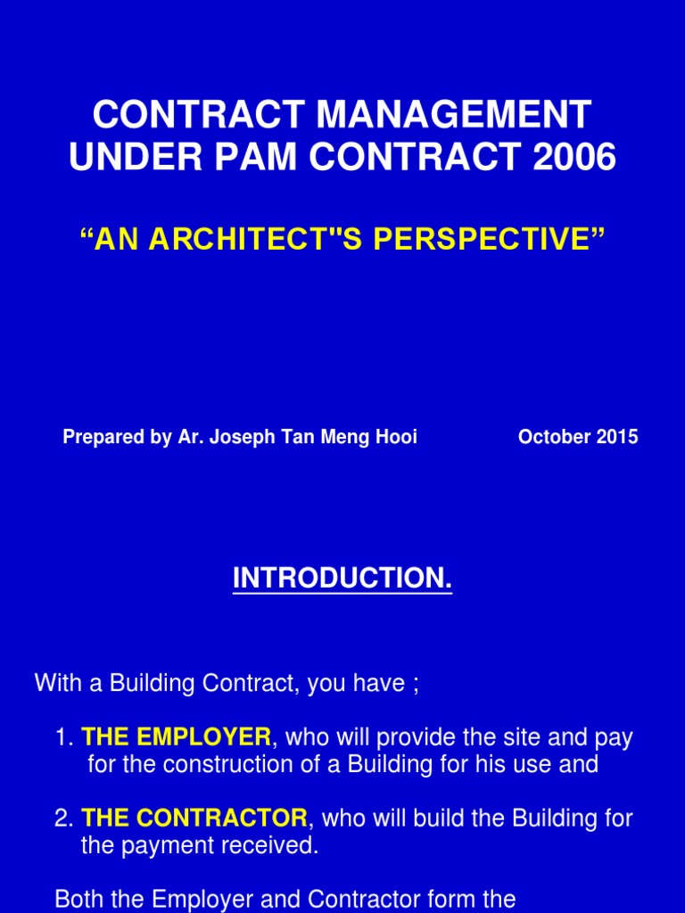 57 151202 1227452745 Contract Management Under Pam Contract 2006 An Architects Perspective by Ar ...