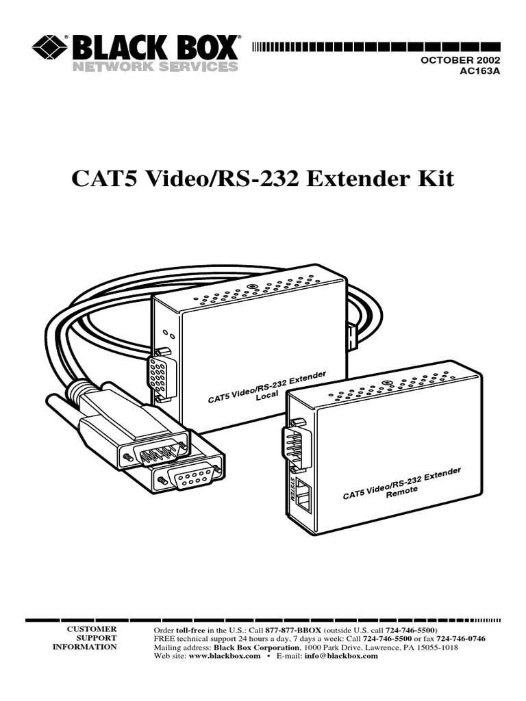 CAT5 Video/RS-232 Extender Kit: OCTOBER 2002 AC163A | PDF ...