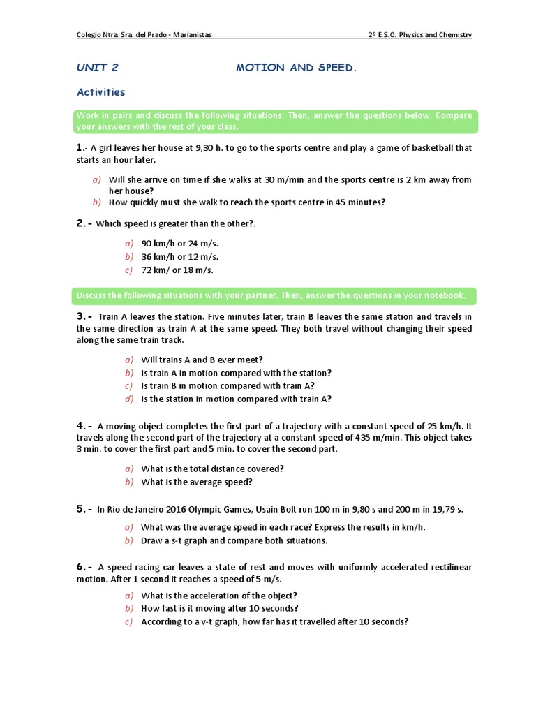 Motion and Speed FISICA 2 | PDF