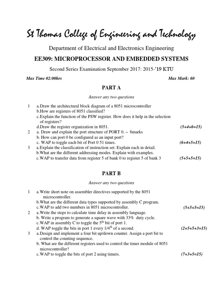 Microprocessor and Embedded Systems