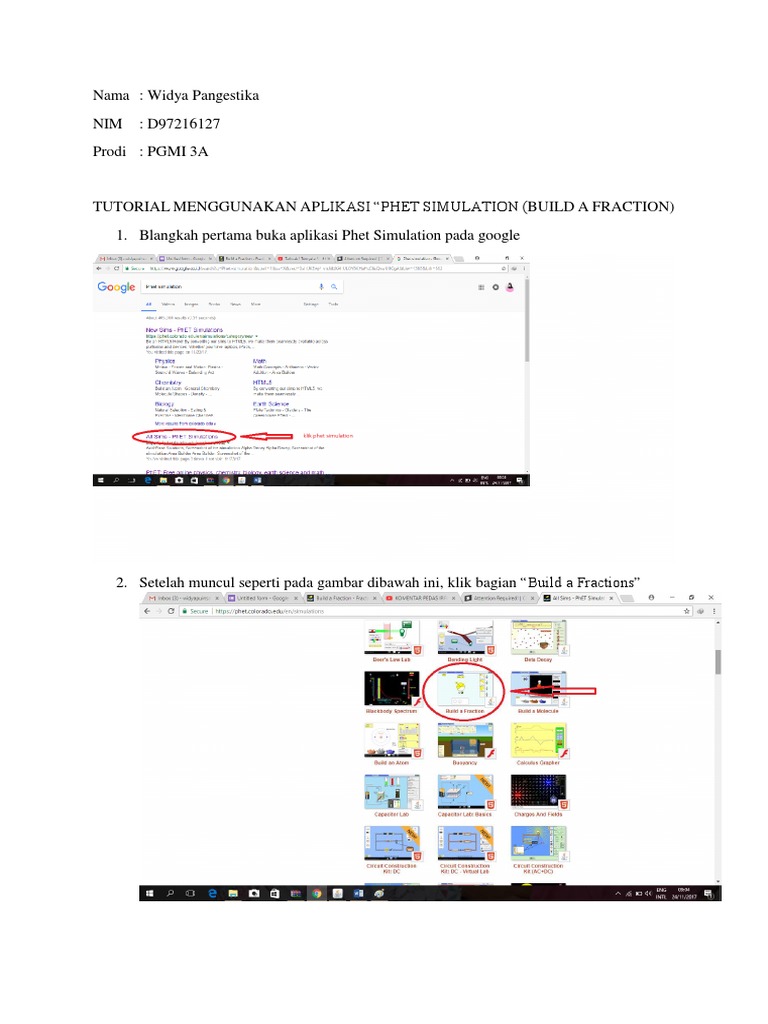Tutorial Aplikasi Phet: Build a Fraction | PDF