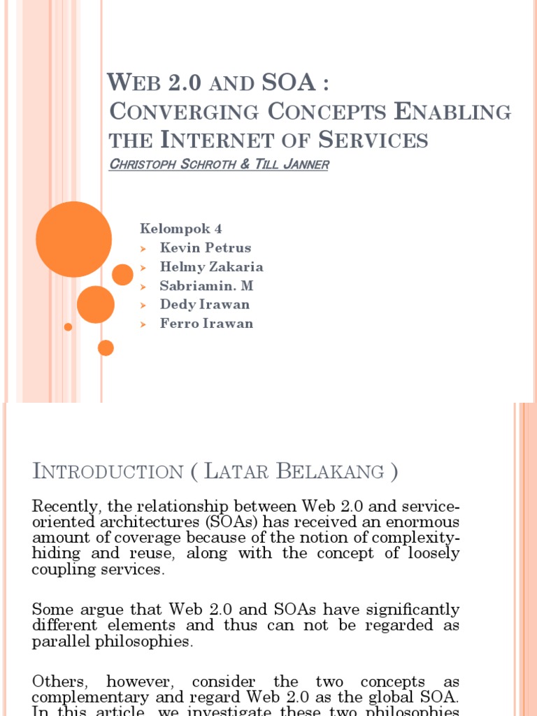 W 2.0 Soa: C C E I S: EB AND Onverging Oncepts Nabling THE Nternet of ...