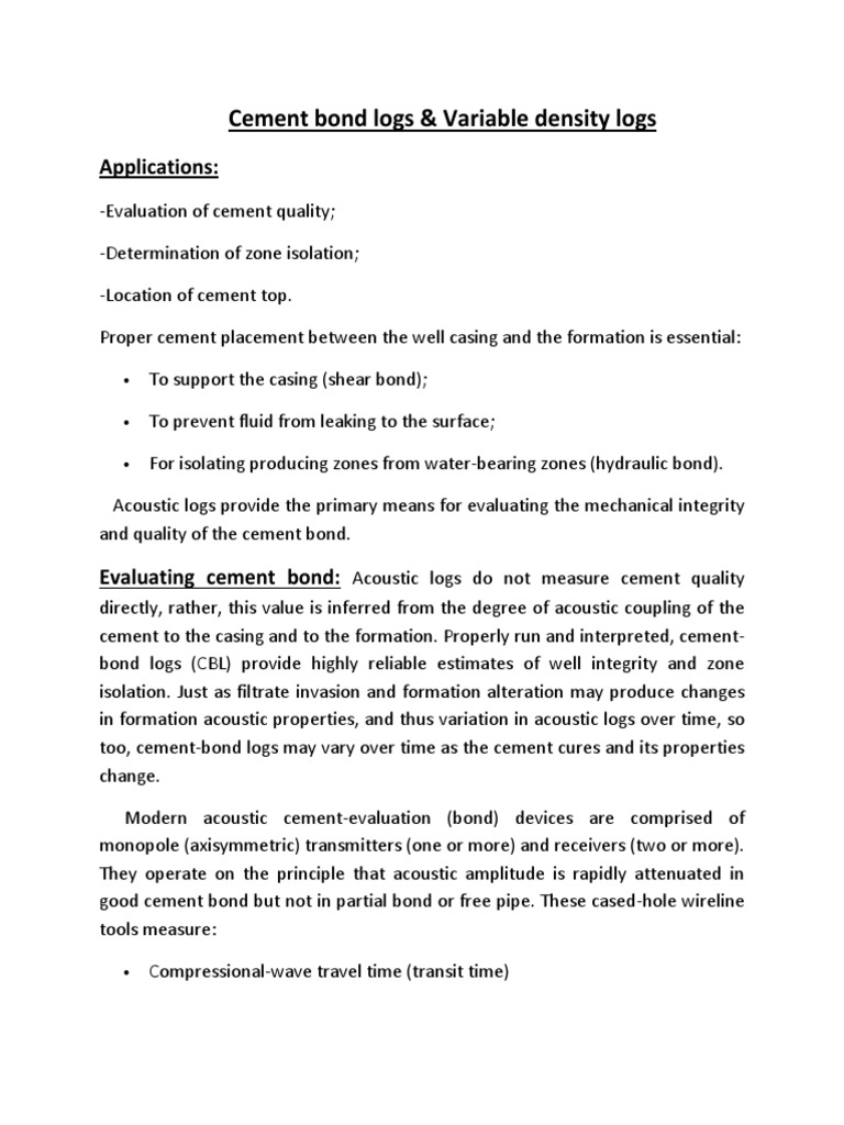 Evaluation of CBL, VDL, Usit, RFT | Download Free PDF | Ultrasound ...