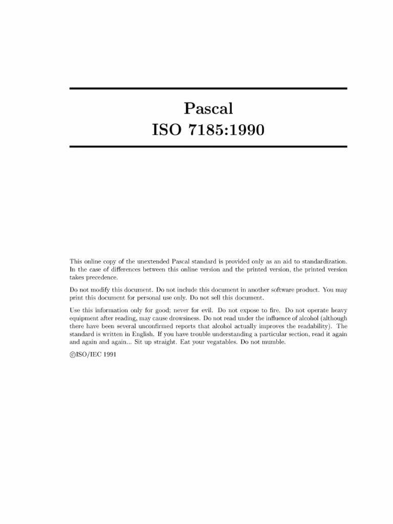 Pascal ISO Standard | PDF | Scope (Computer Science) | Function ...