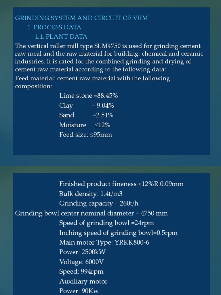 Grinding System and Circuit of VRM Process Data Plant Data | PDF | Mill ...