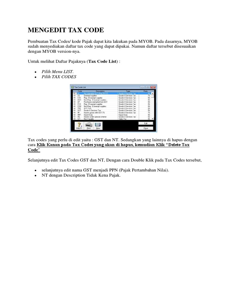Mengedit Tax Code | PDF