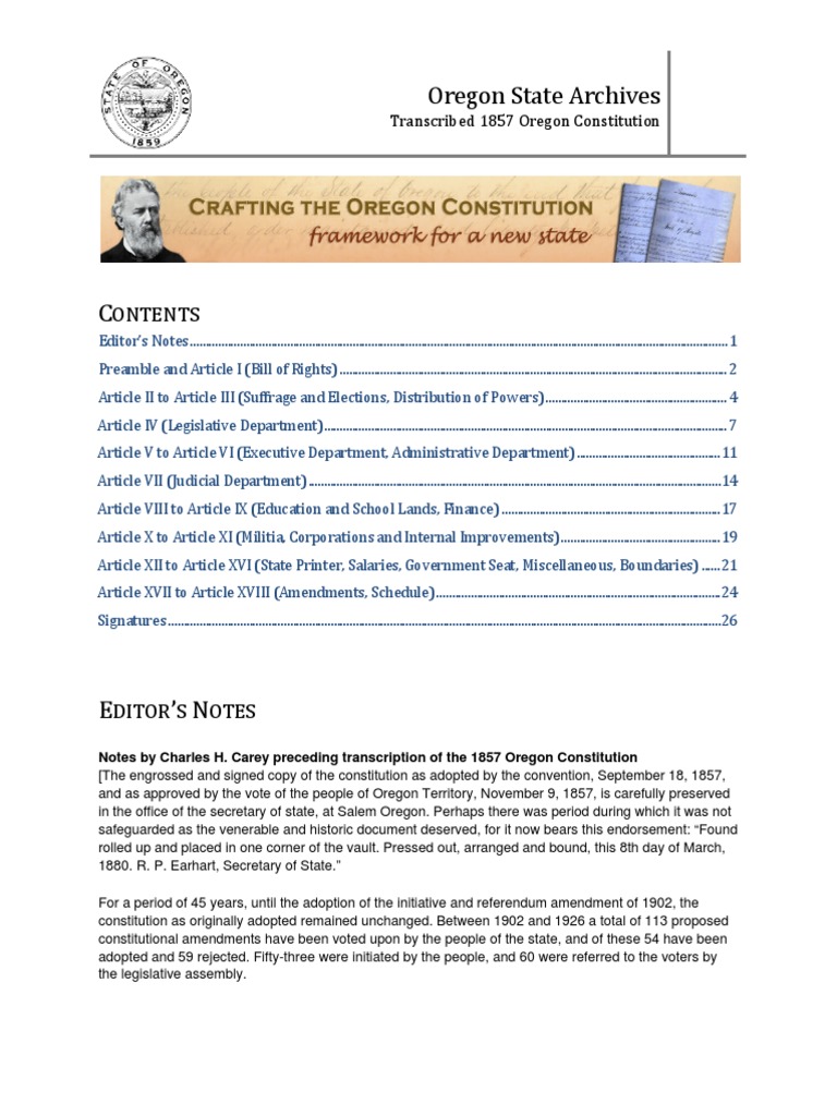 1857 Oregon Constitution | Download Free PDF | Pardon | United States ...