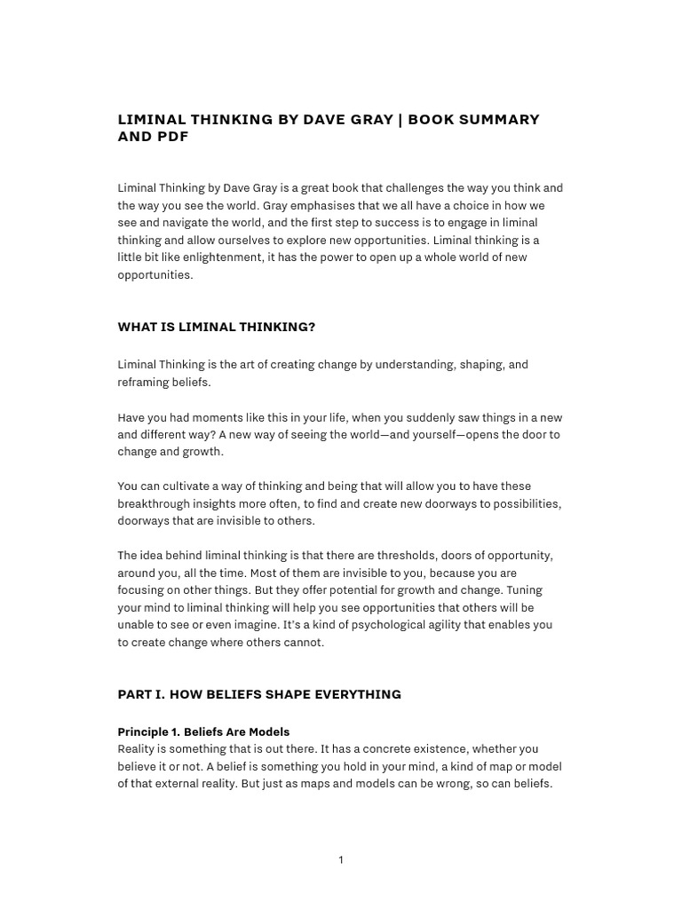 Liminal Thinking: Insights by Dave Gray | PDF | Reality | Thought