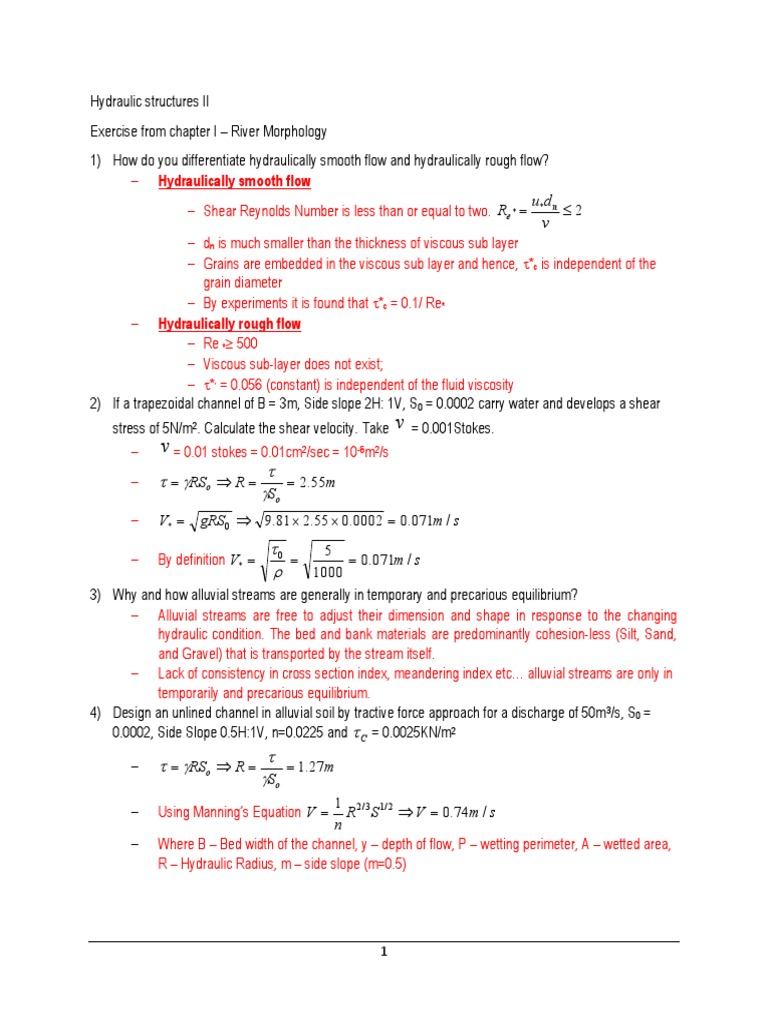 Hydraulic Structures II Examples | PDF | Viscosity | Shear Stress