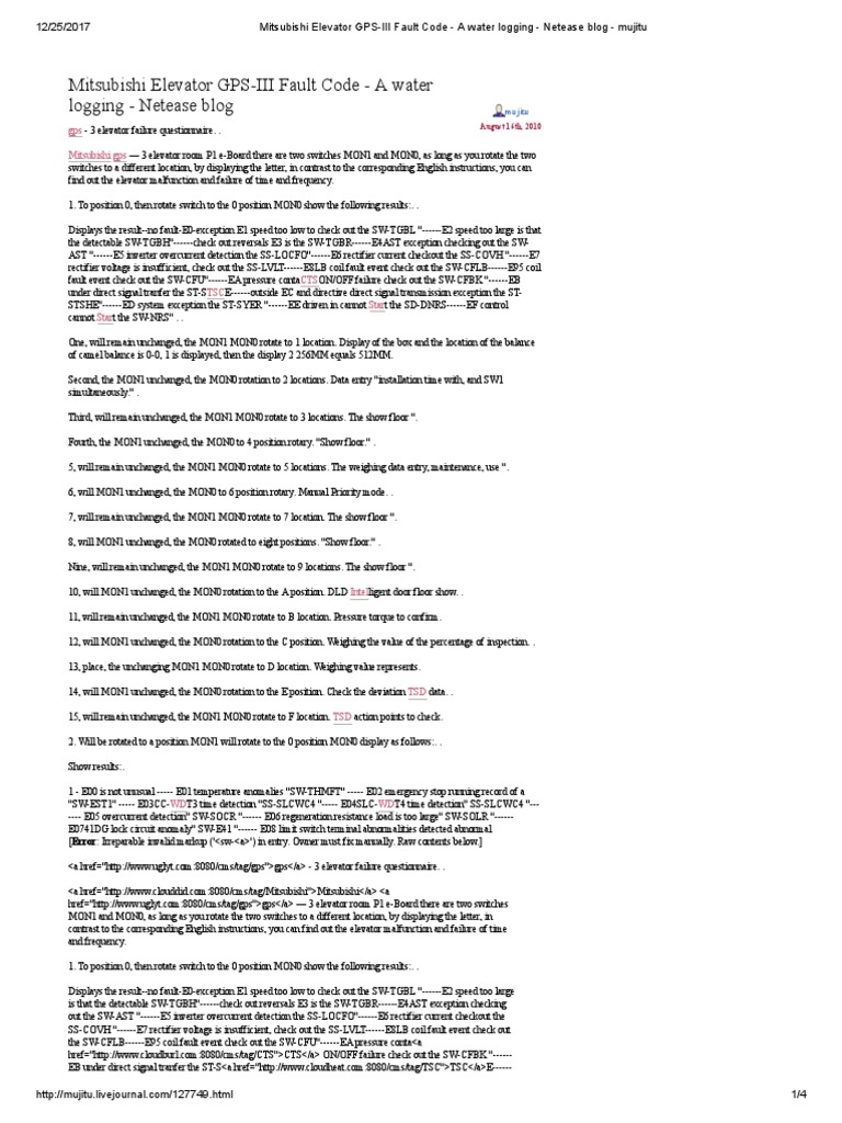 Mitsubishi Elevator Fault Code Guide | PDF | Elevator | Power Inverter