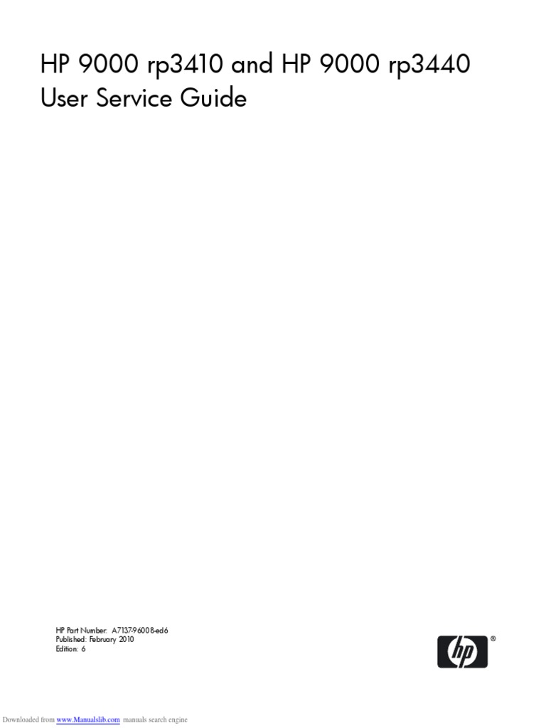 HP 9000 rp3410 and HP 9000 rp3440 User Service Guide: HP Part Number ...