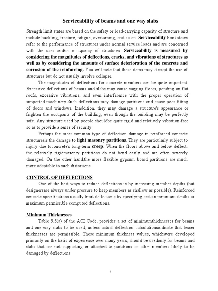 Serviceability of Beams and One Way Slabs | PDF | Beam (Structure ...