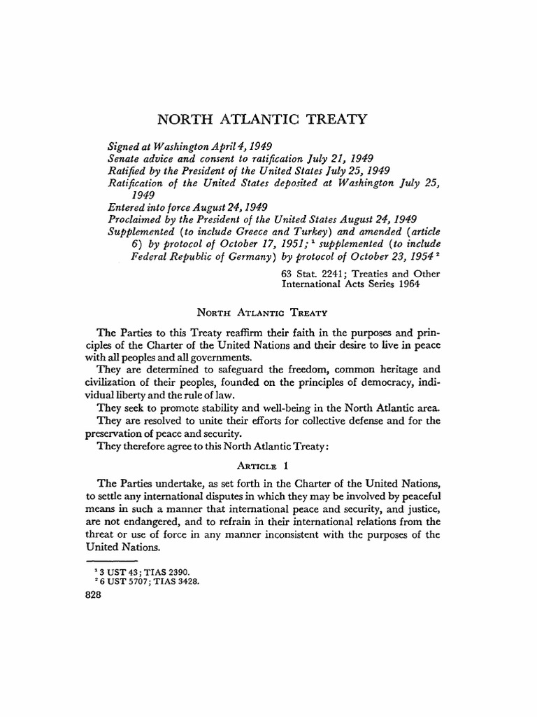 NATO Treaty (1949) | PDF | Treaty | Ratification