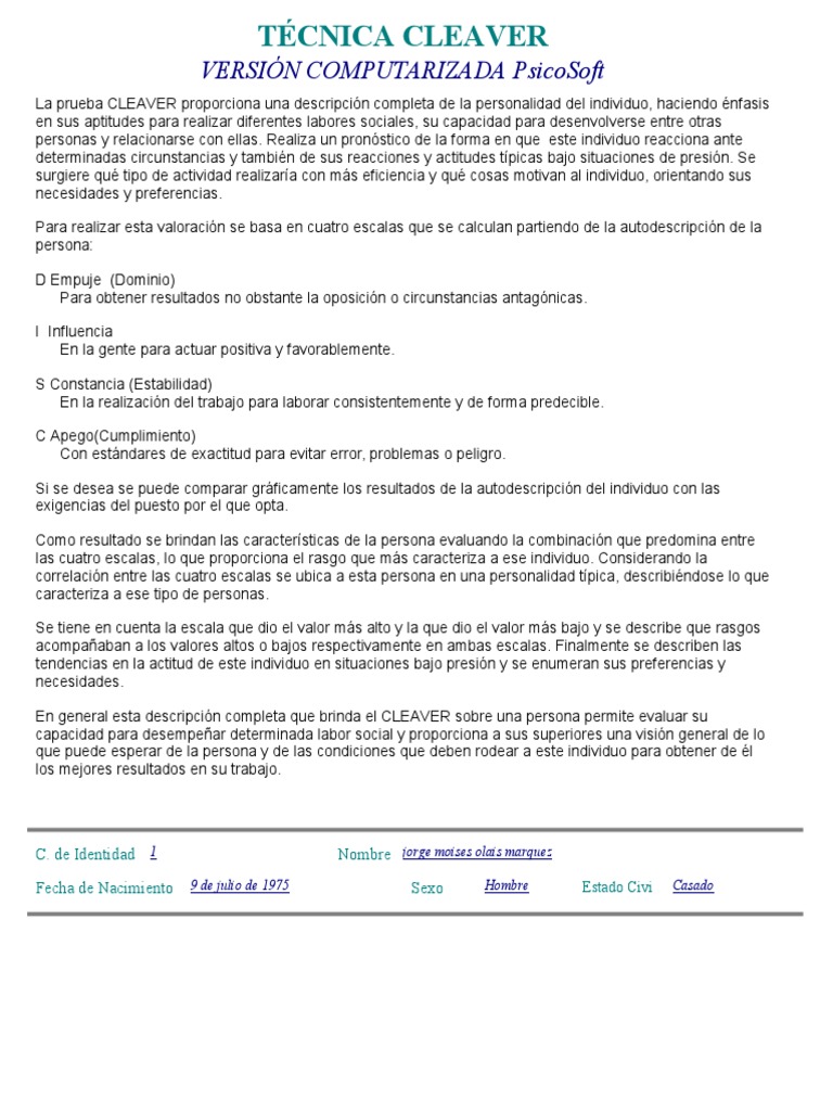 Interpretacion Cleaver | PDF | Teoría de apego | Sicología