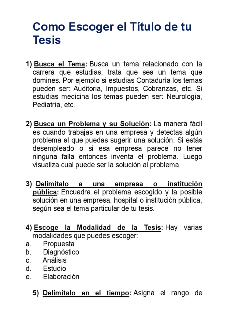 Como Escoger El Título de Tu Tesis | PDF | Información | Venezuela