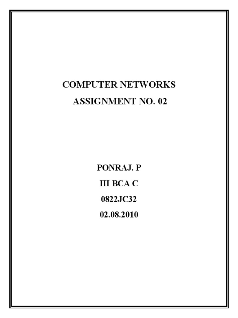 Computer Networks Assignment No. 02: Ponraj. P Iii Bca C 0822JC32 02.08.2010 | PDF | Bluetooth ...