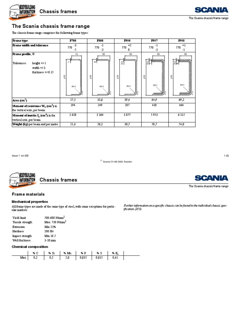 Scania Chassis Frames | PDF | Axle | Beam (Structure)