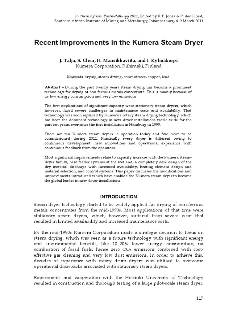 Kumera Steam Dryer Innovations | PDF | Clothes Dryer | Steam