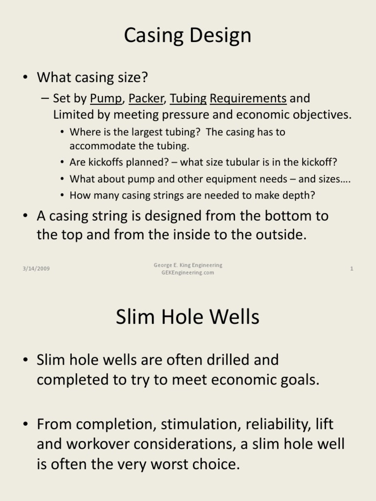 Casing Design Hand Calculation Design Example | PDF | Casing (Borehole ...