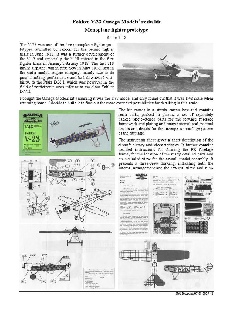 F22b Fokker v.23 | PDF | Fuselage | Flight Control Surfaces