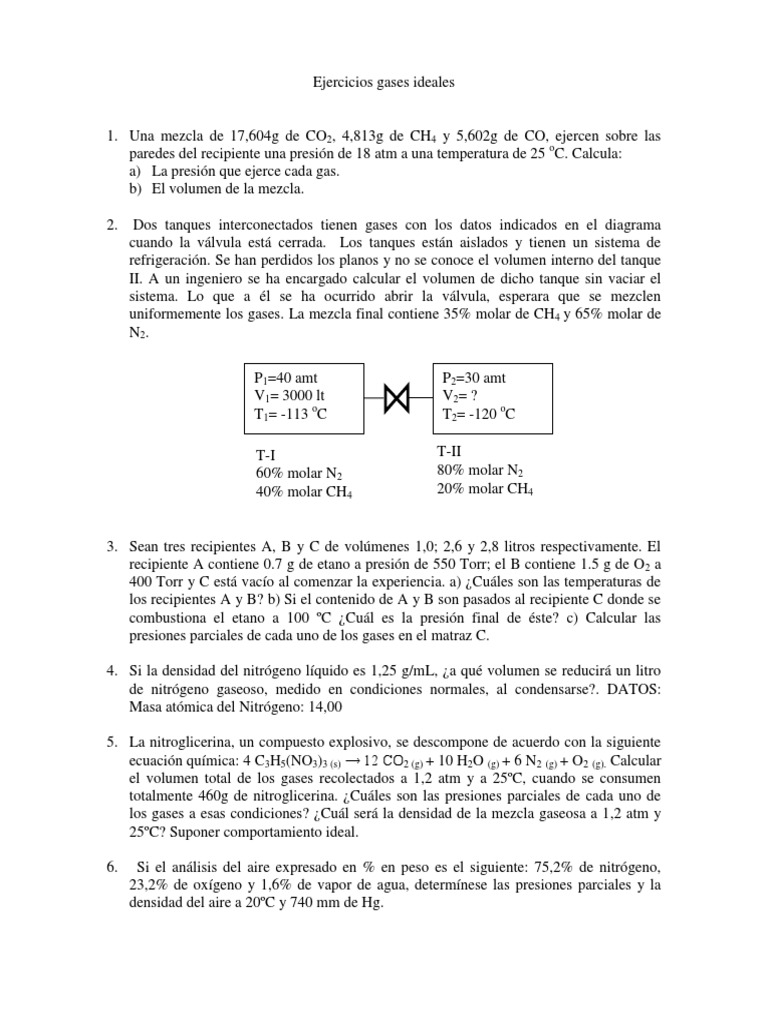 Ejercicios Gases Ideales.pdf | Gases | Densidad