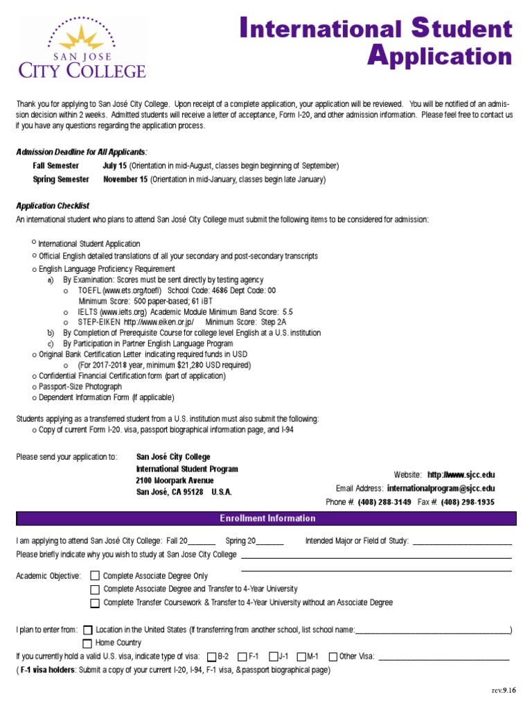 International Student Application | PDF | University And College ...