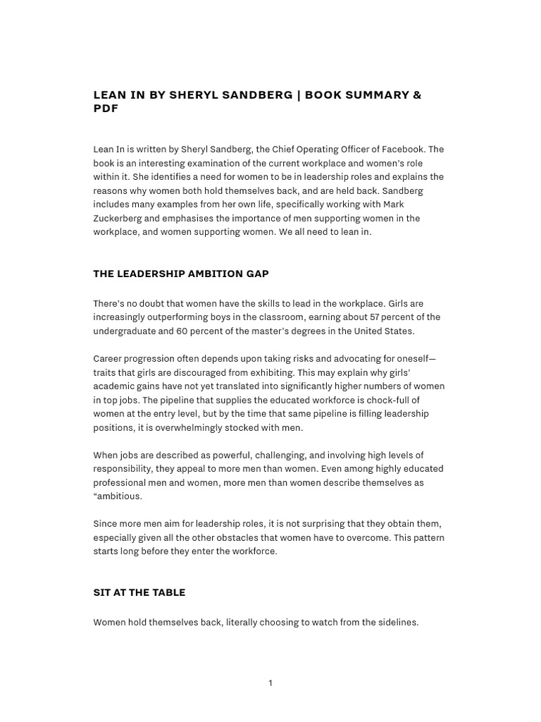 Lean In: Sheryl Sandberg's Insights | PDF | Mentorship | Negotiation