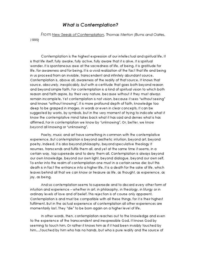 What Is Contemplation | PDF | Intuition | God