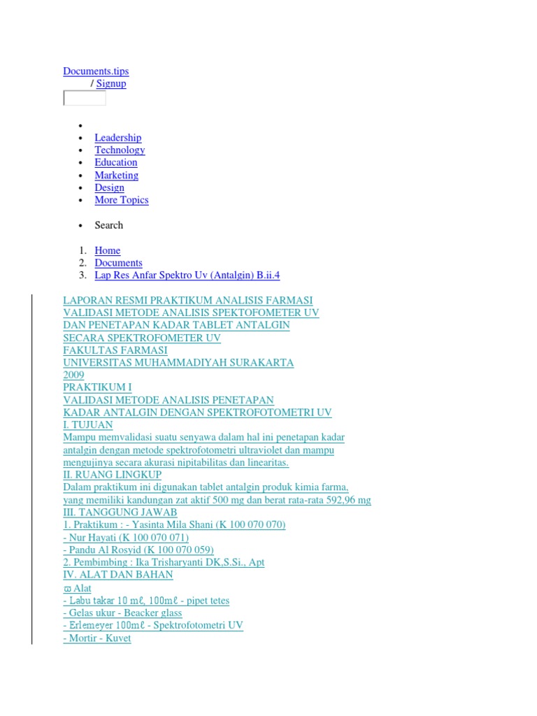 Tablet Antalgin | PDF