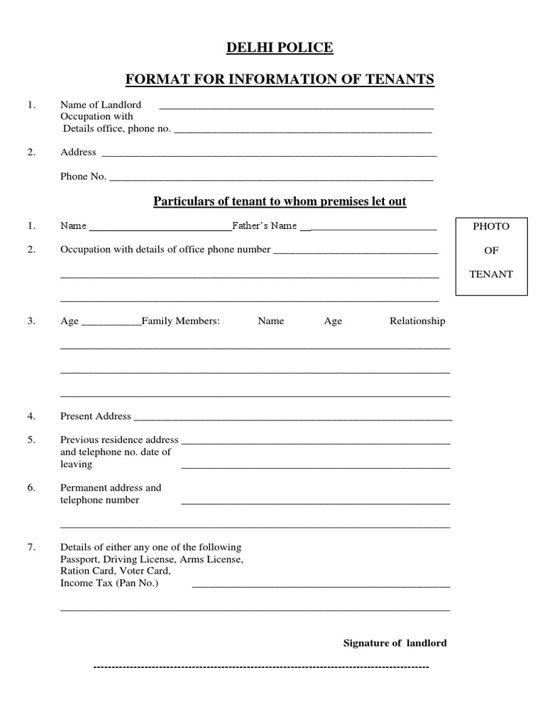 Tenant Verification Form | Official Documents | Government And Personhood