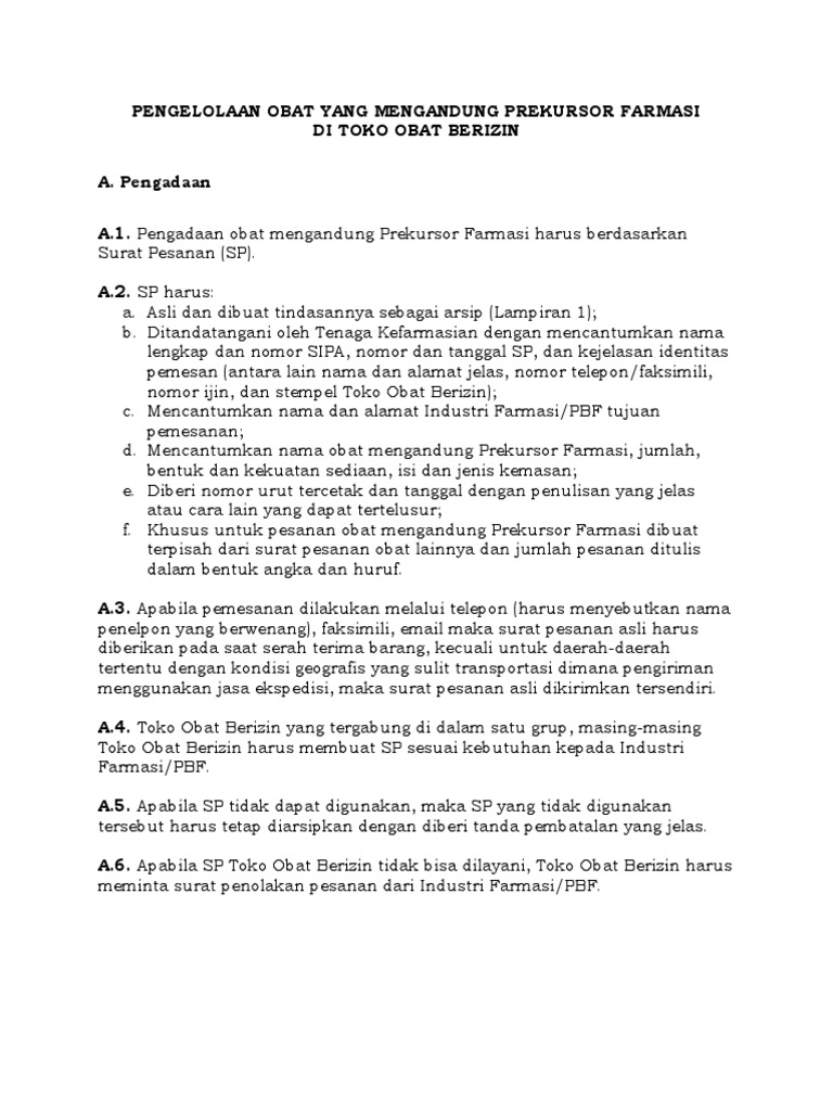 Pengelolaan Obat Yang Mengandung Prekursor Farmasi | PDF | Kesehatan ...
