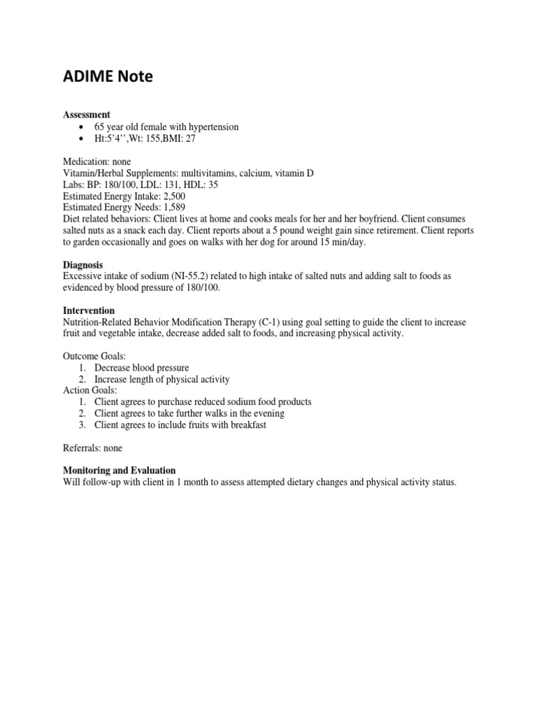 Adime Note: Assessment | PDF