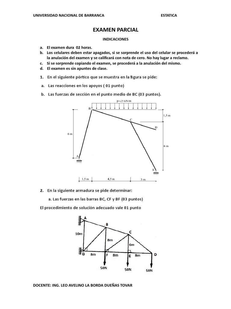 Examen Final de Estatica | PDF