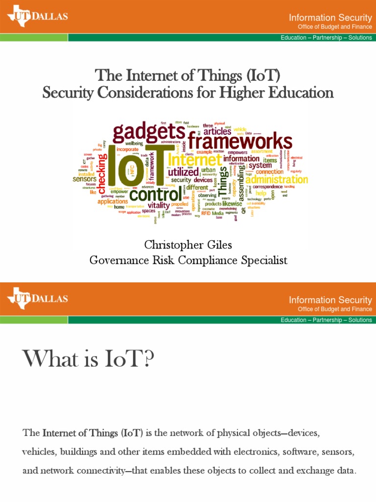 The Internet of Things (Iot) Security Considerations For Higher ...