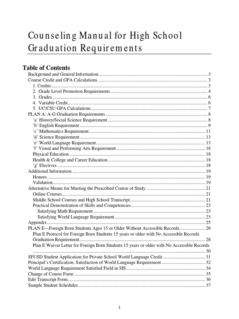 Counseling Manual Grad Req F Nal | PDF | Course Credit | Advanced Placement