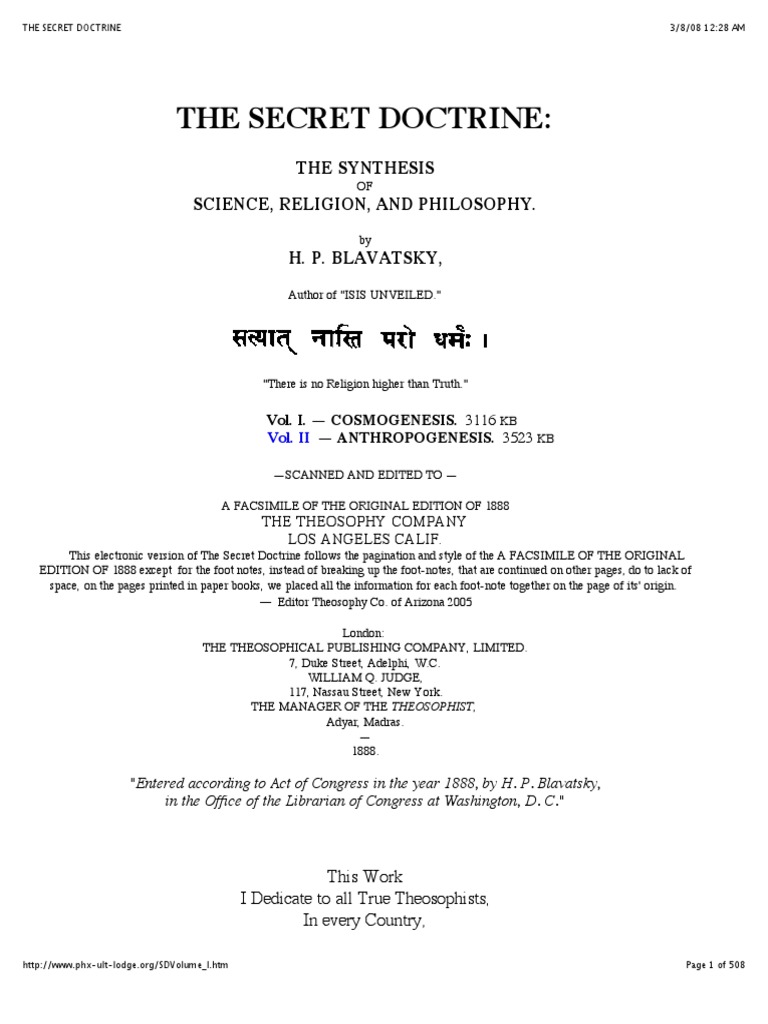 The Secret Doctrine H.P.BLAVATSKY | PDF | Helena Blavatsky | Western ...