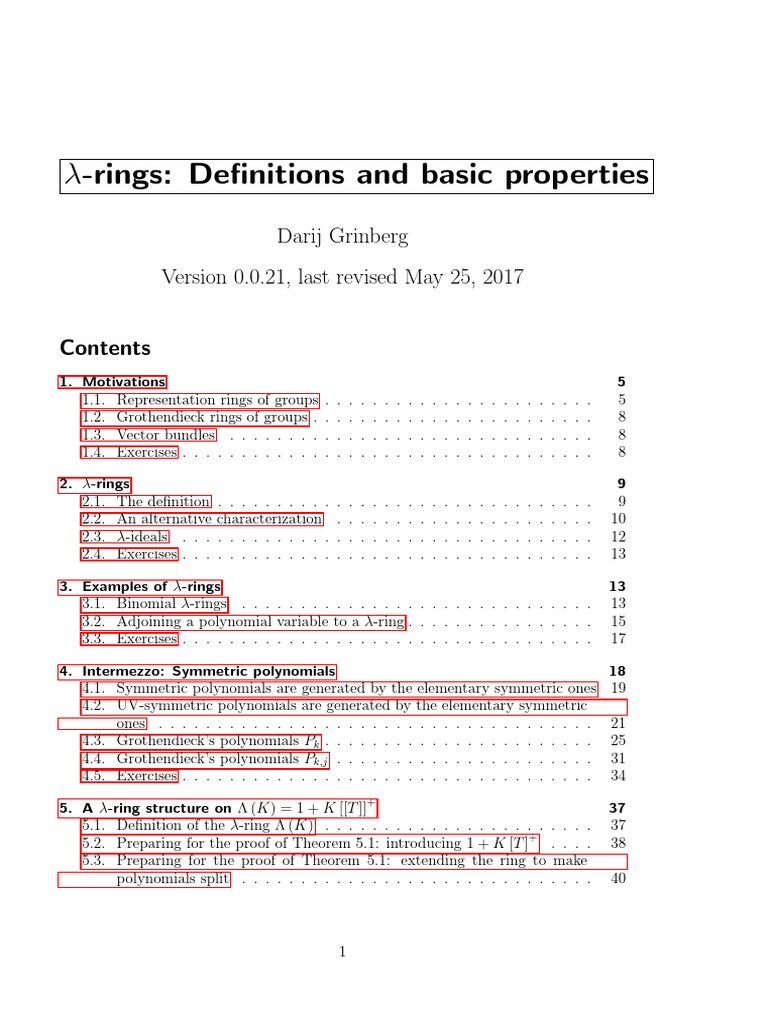 λ-rings: Definitions and basic properties: Darij Grinberg Version 0.0. ...