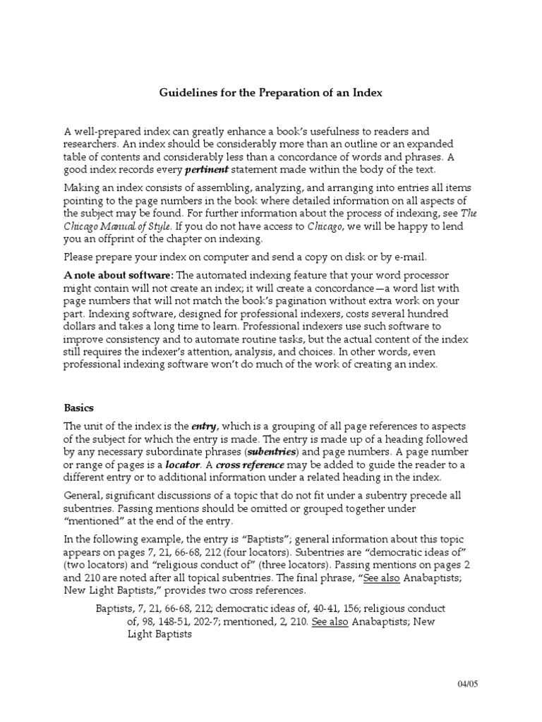 Indexing Guide | PDF | Writing | Written Communication