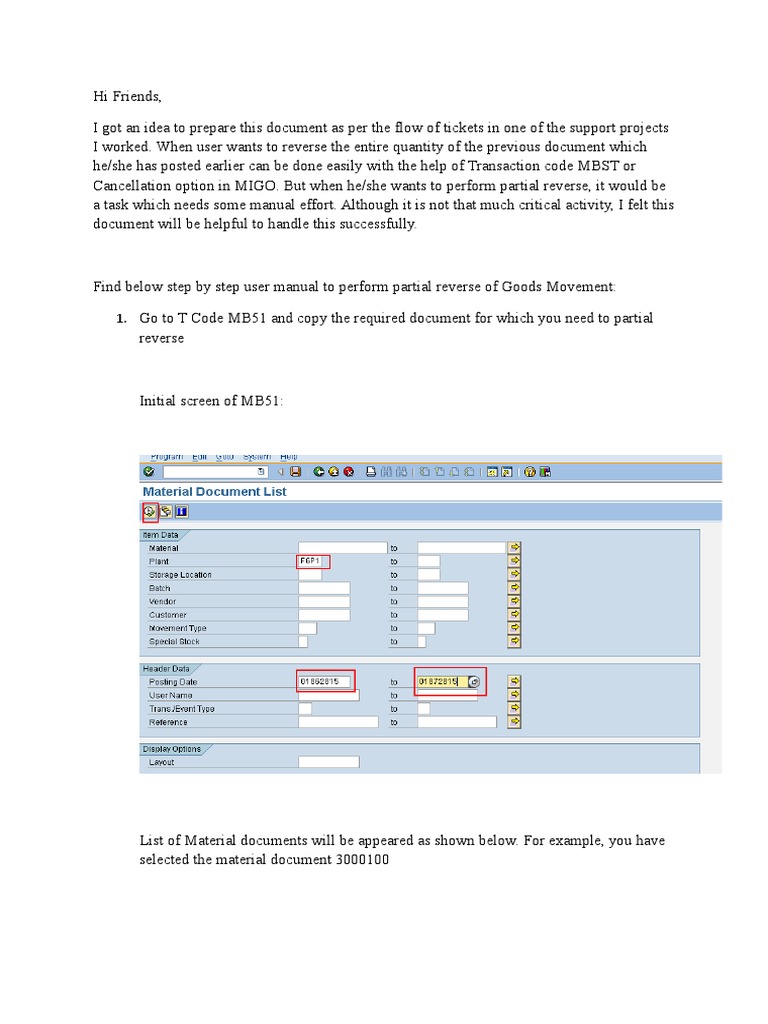 Partial Reversal of Goods Movement PDF | PDF | Business | Finance ...