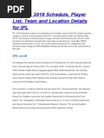 IPL 2019 Schedule and Fixtures | PDF | Ball Games | Teams