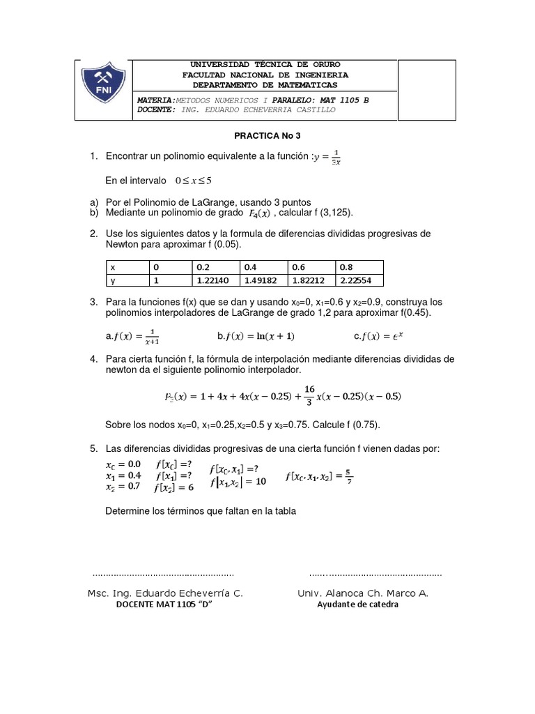 Mat 1105 B Practica 3 | PDF