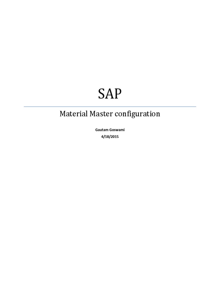 Material Master Config | PDF