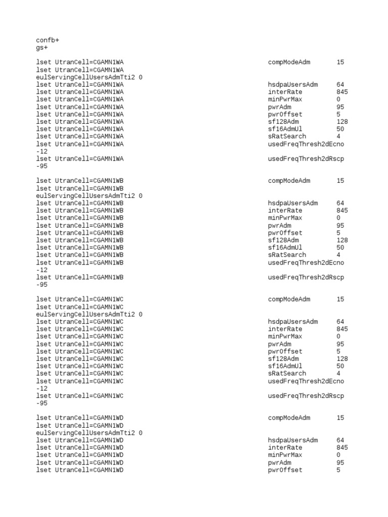 Parameter Change in Ericsson RNC | PDF