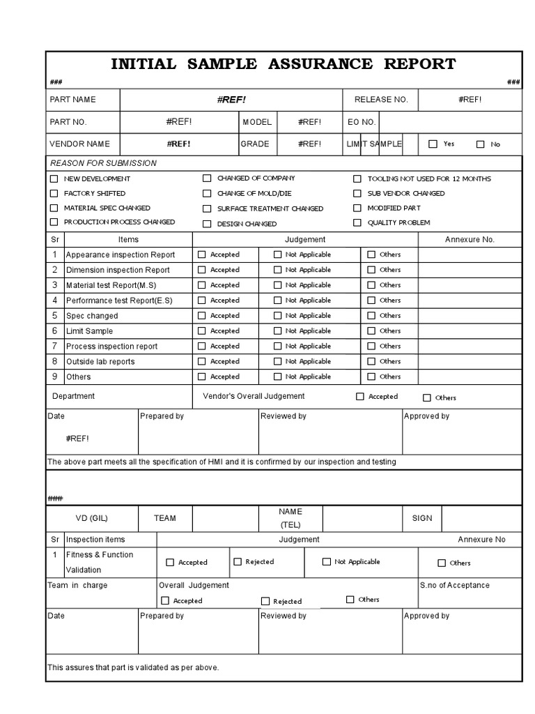 Initial Sample Assurance Report: Reason For Submission | PDF ...